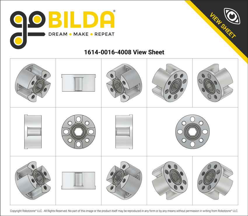 Dual Bearing Pillow Block 8mm Rex™ Bore Gobilda®